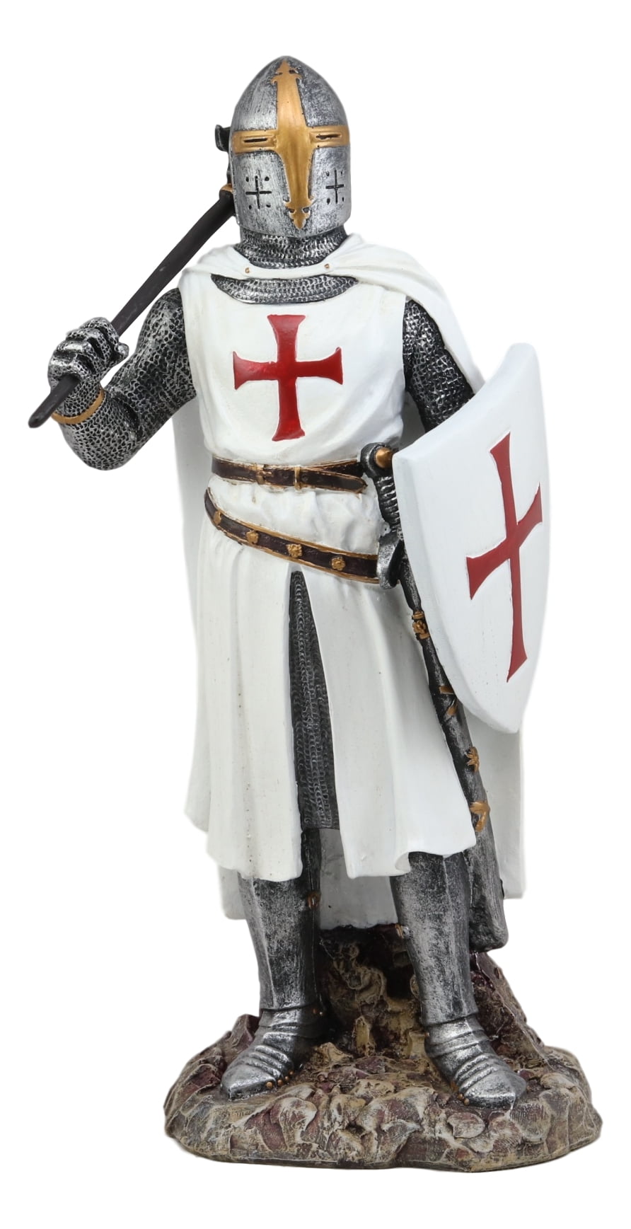 Ebros White Cloak Caped Medieval Crusader Bardiche Axeman Knight Statue ...