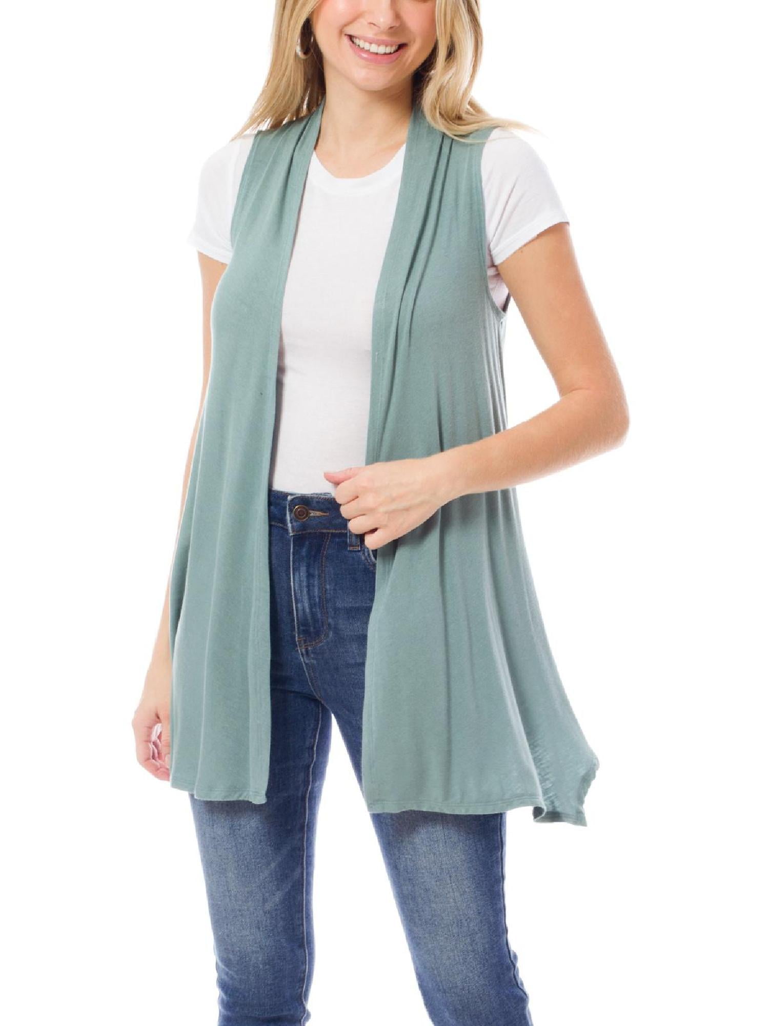 Made by Olivia Women's Solid Sleeveless Open Front Sheer Fabric Long ...