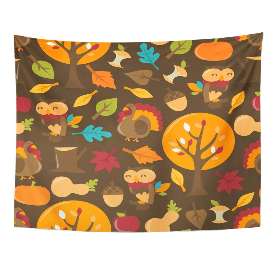 ZEALGNED Leaf Retro Whimsical Autumn Festival Cute Fall Harvest Pattern ...