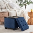 Ornavo Home 15 Inch Folding Storage Ottoman with Storage, Square Cube ...