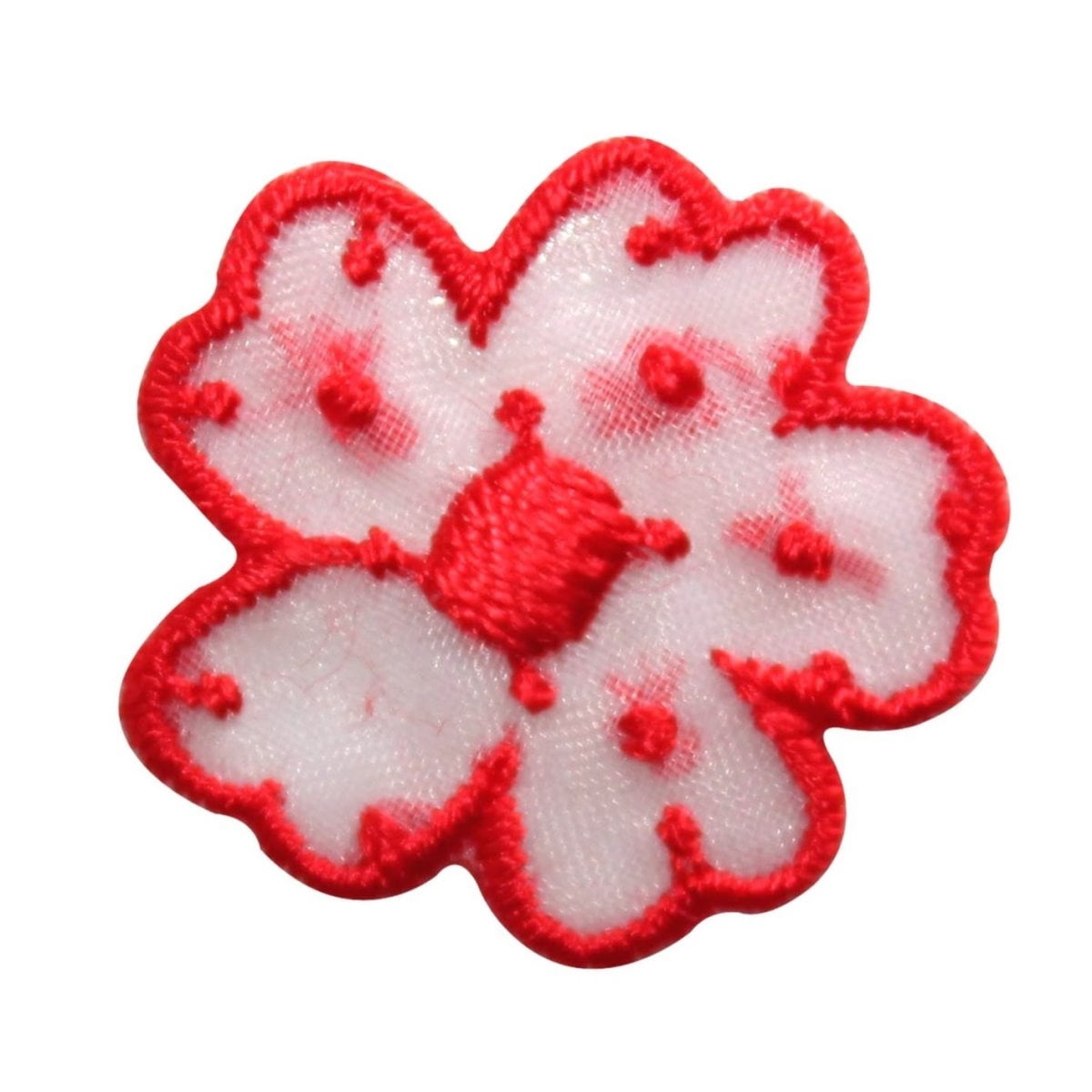 ID 8670 Red Spotted Flower Patch Daisy Garden Bloom Embroidered Iron On ...