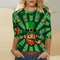 KIHOUT Women's St. Patrick's Day 3/4 Sleeve Round Neck Top Striped ...