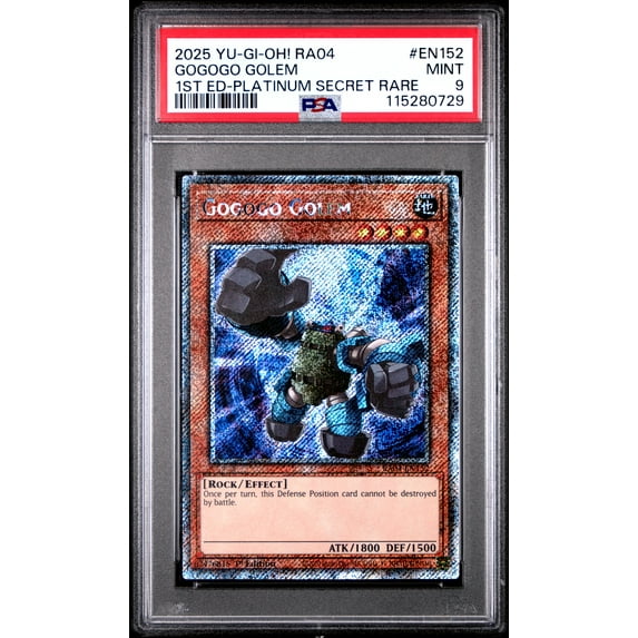 Yu Gi Oh! TCG, PSA Graded 9 MINT, Gogogo Golem 1St Ed Platinum Secret ...