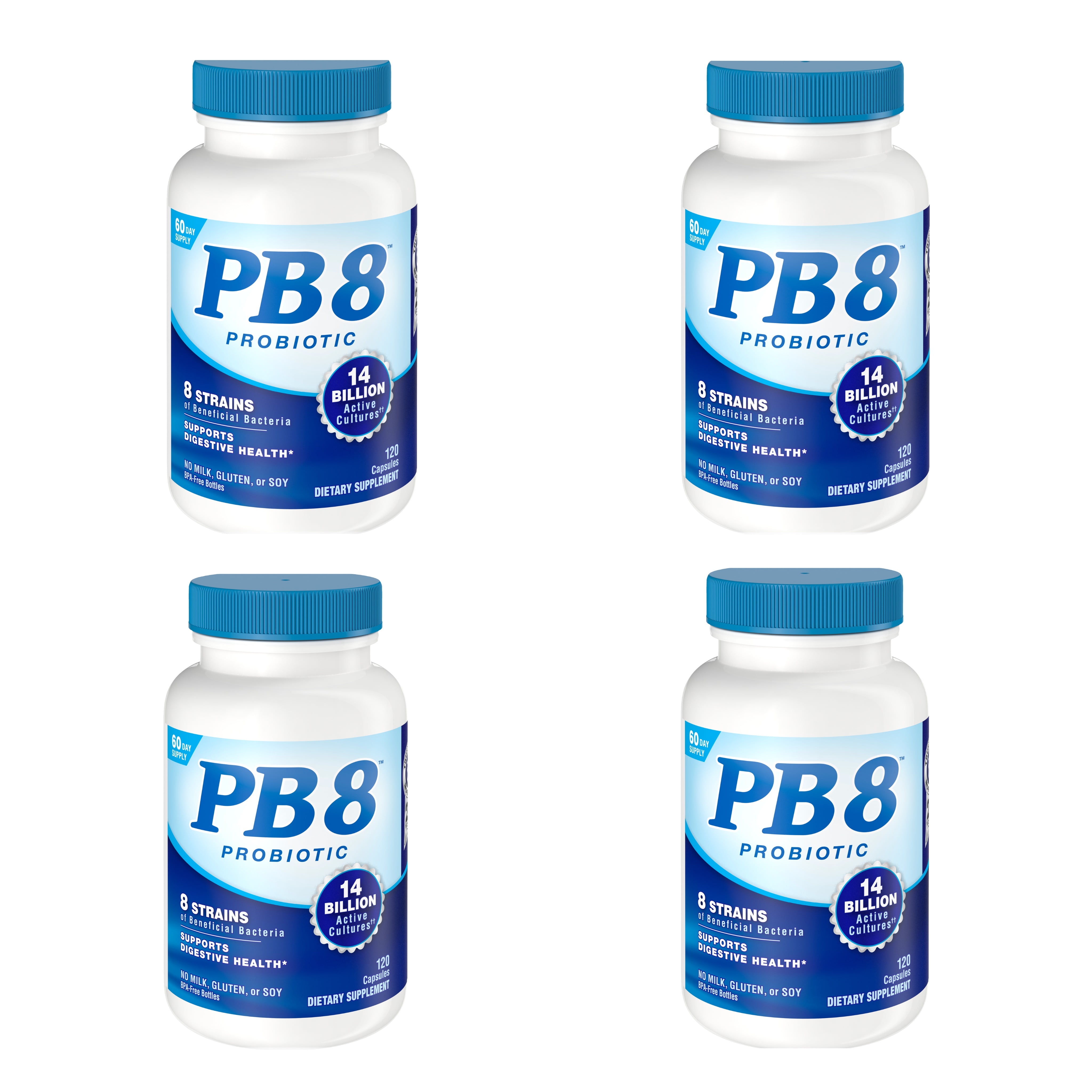 4 Pack PB 8 Pro-Biotic Acidophilus, 120 capsules each - Walmart.com