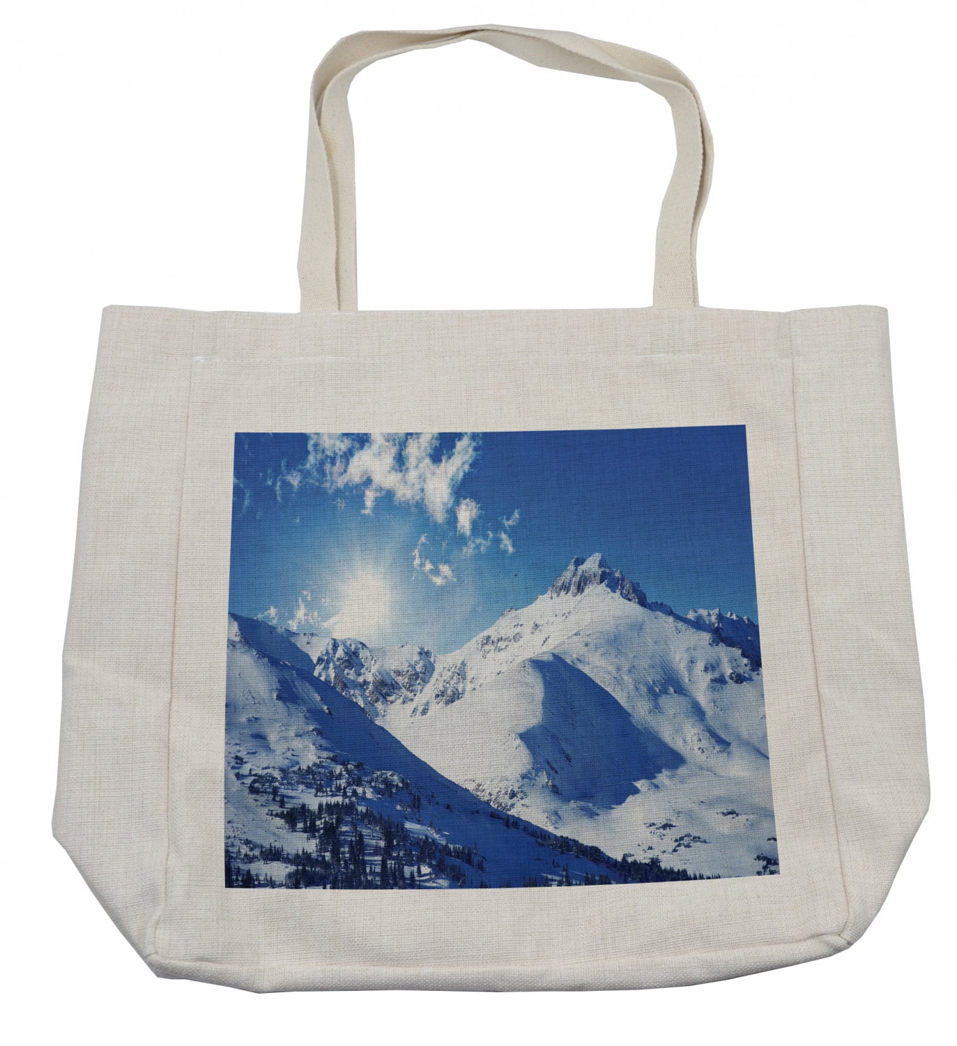 Winter Shopping Bag, Mountain Peaks in Sunny Winter West Northern of ...