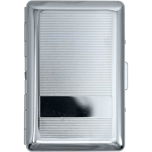 Silver Metal-Plated Compact Cigarette Case & Stash Box (7X 100s Size ...