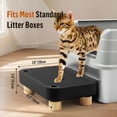 Cat Litter Box Step Ramp, Cat Litter Catcher Mat with Wooden Feet ...