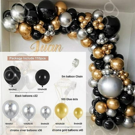 Black Gold Balloon Garland Arch Kit Confetti Latex Balloon 30th 40th ...