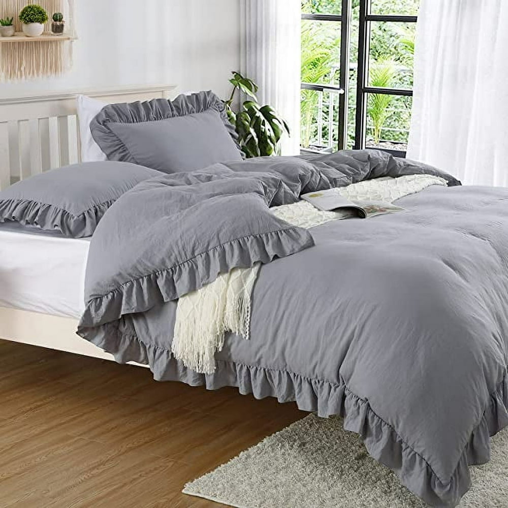 Click here for Generic Queen Size Ruffle Duvet Cover 3pcs Soft Wa... prices