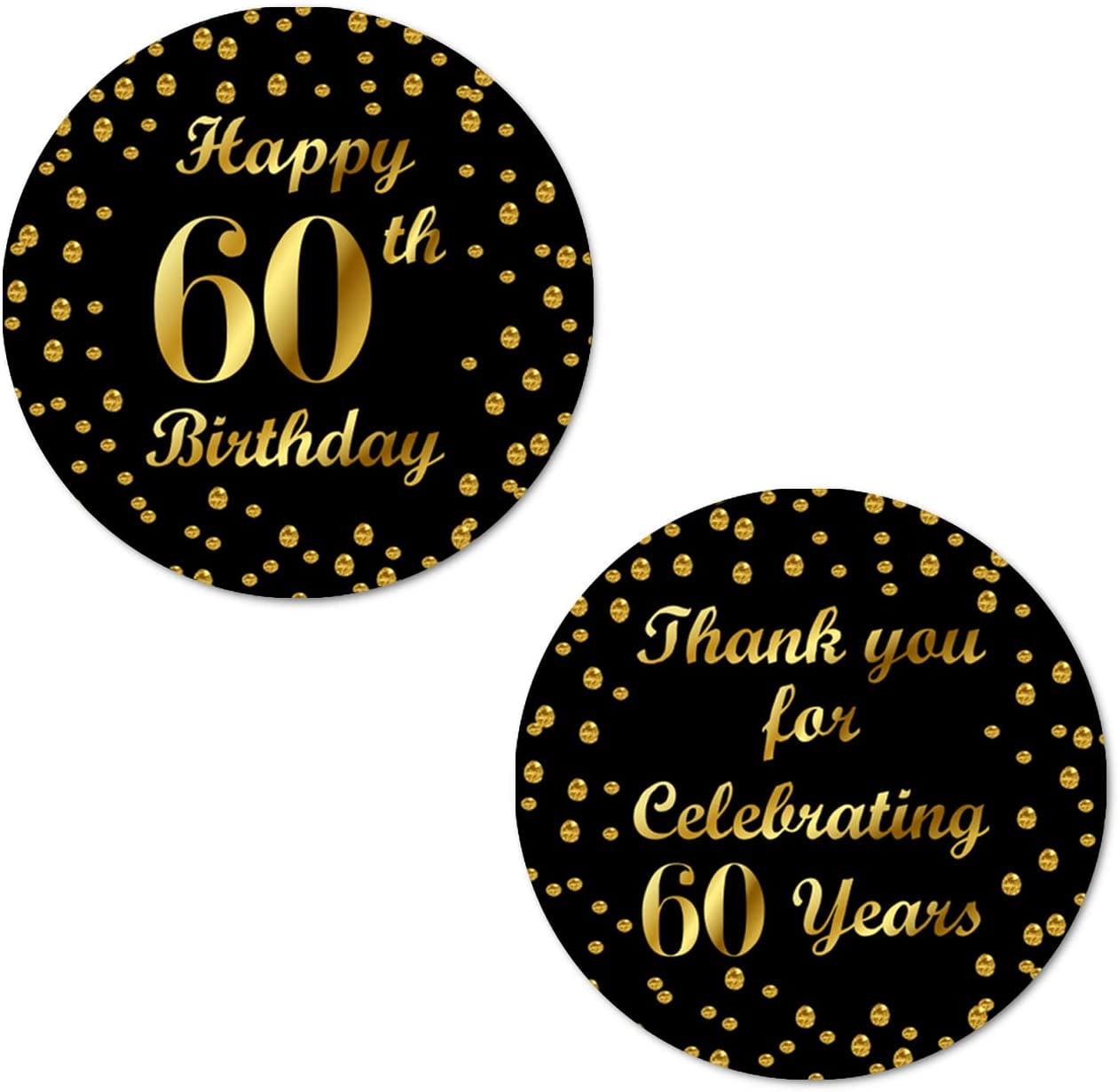 60th Birthday Round 2 Inch Big Glossy Stickers, Thank You for ...