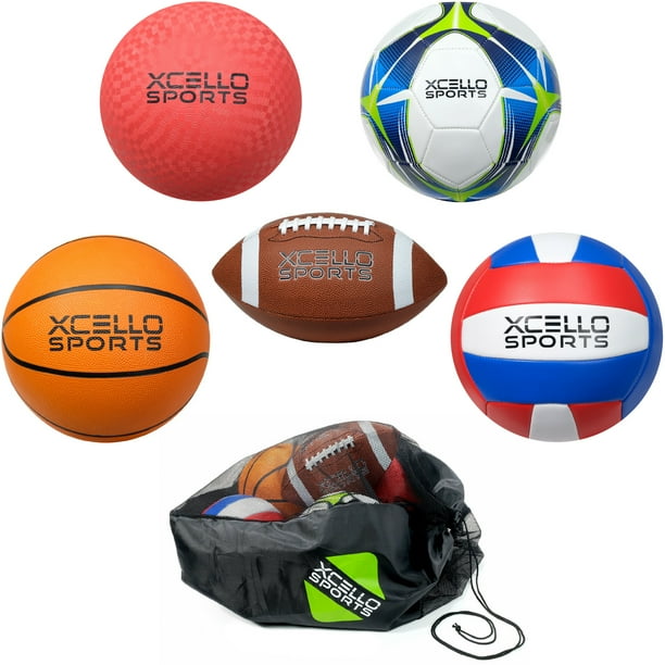 Xcello Sports Multi Sport 5 Ball Assortment, Football, Basketball ...
