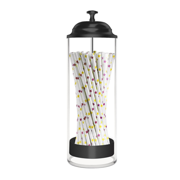 Youngever Straw Dispenser, Plastic Straw Holder with Lid, Drinking ...