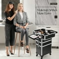 3 in 1 Rolling Makeup Train Case with Locks, Large Cosmetic Trolley Box ...