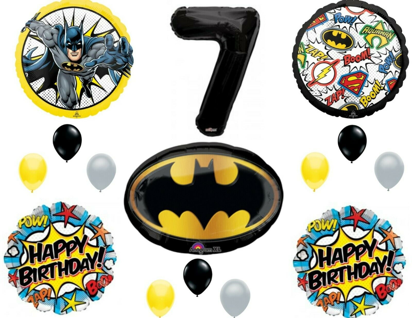 Batman 7th Birthday Balloons Decoration Supplies Party Seventh Justice ...