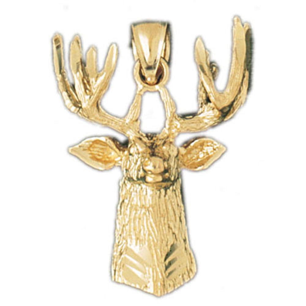 14K Yellow Gold Deer Pendant - 33 mm - Walmart.com