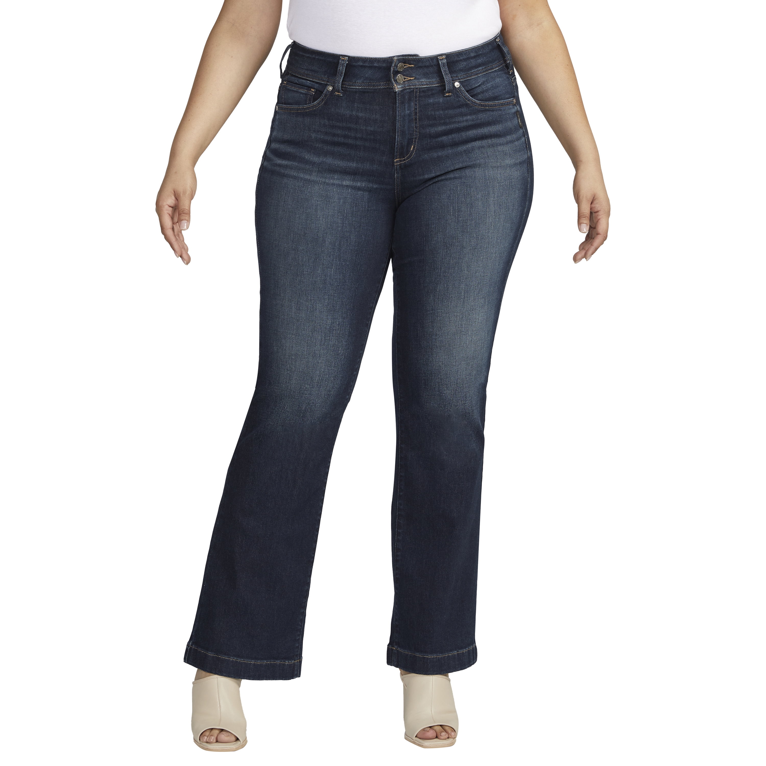 Silver Jeans Co. Women's Plus Size Suki Mid Rise Curvy Fit Trouser Leg ...