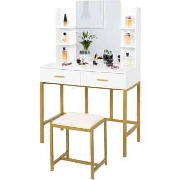 Boahaus Alexandra Modern Vanity Table, White Finish for Bedroom ...