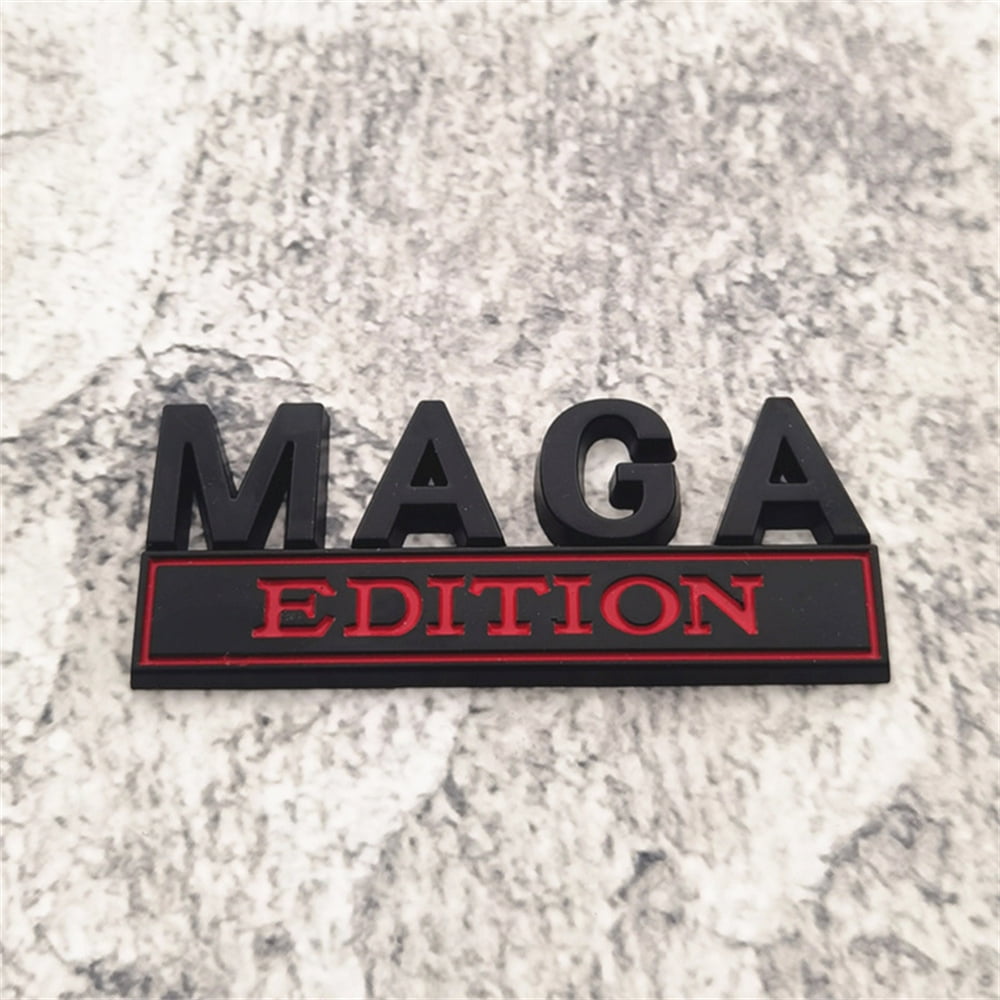 1PC Black Red Word MAGA Edition 3D Letter Universal Metal Emblem Badge ...