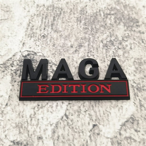 1PC Black Red Word MAGA Edition 3D Letter Universal Metal Emblem Badge ...