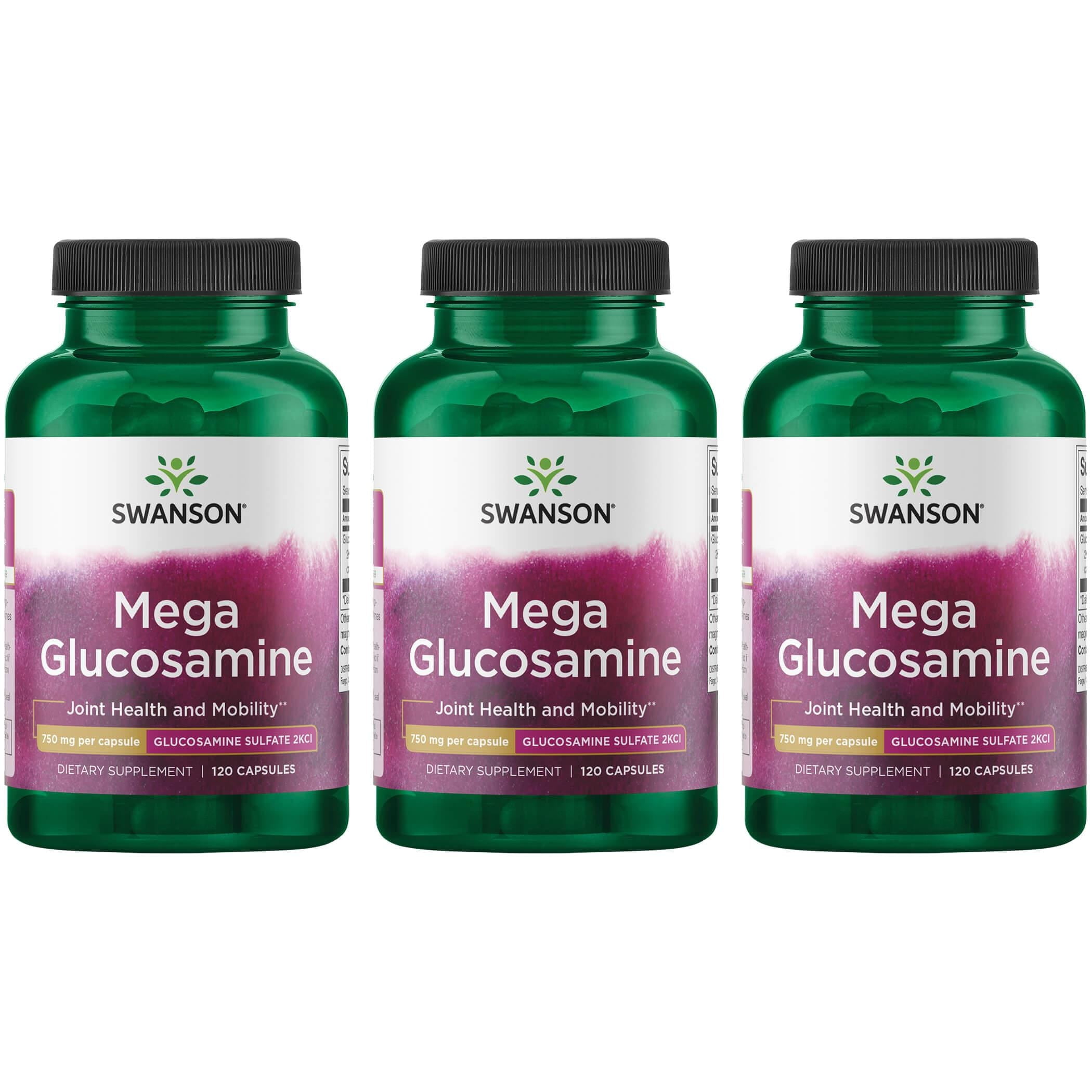 Swanson Mega Glucosamine 750 mg 120 Caps 3 Pack - Walmart.com