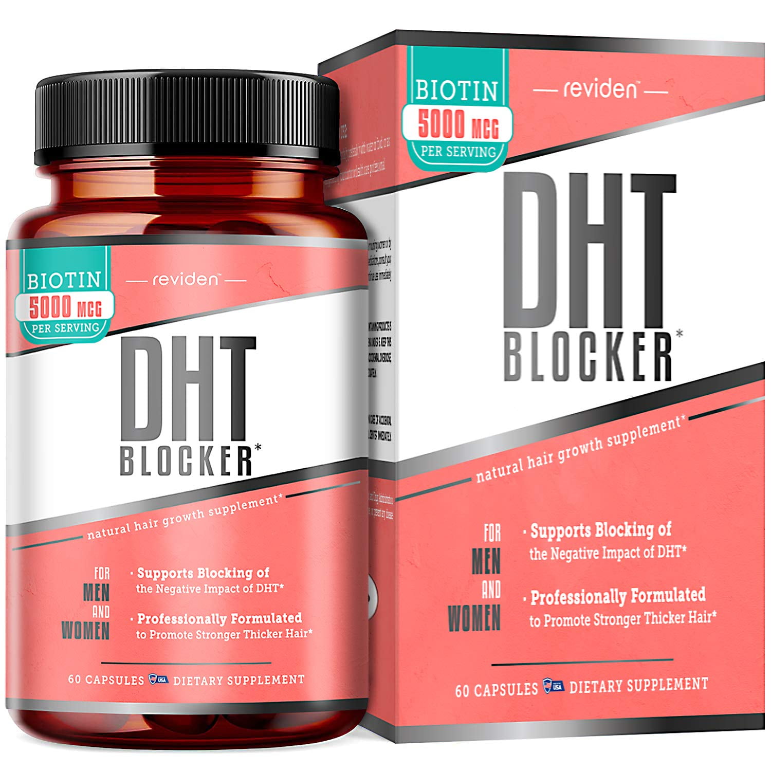 Suplemento bloqueador de DHT para el crecimiento del cabello Reviden para hombres y mujeres ...