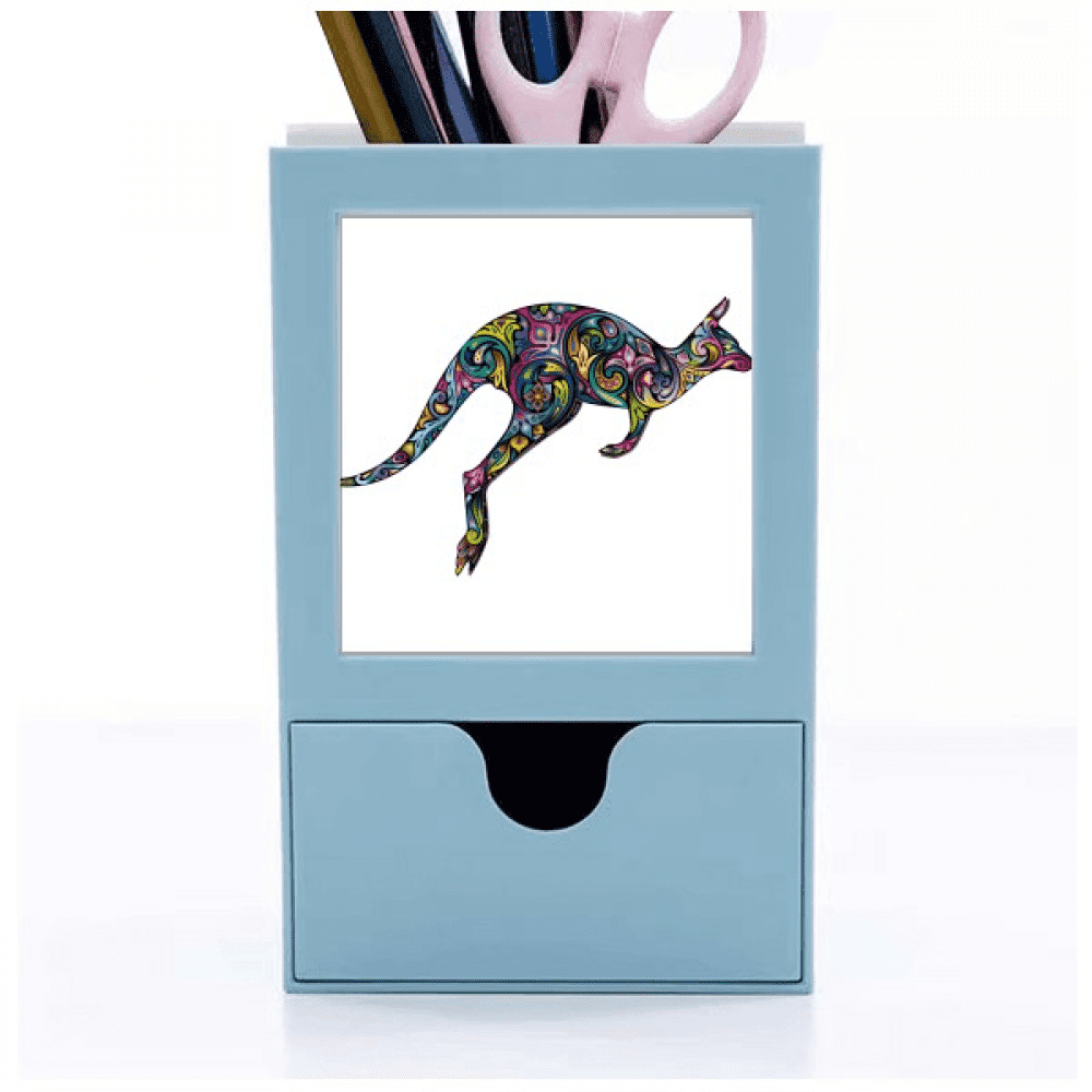 Australia Kangaroo Colored Drawing Illustration Desk Supplies Organizer ...