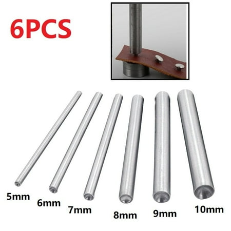 6PC Mushroom Domed Snap Rivet Setting Tool Steel for Spike Studs Punch ...