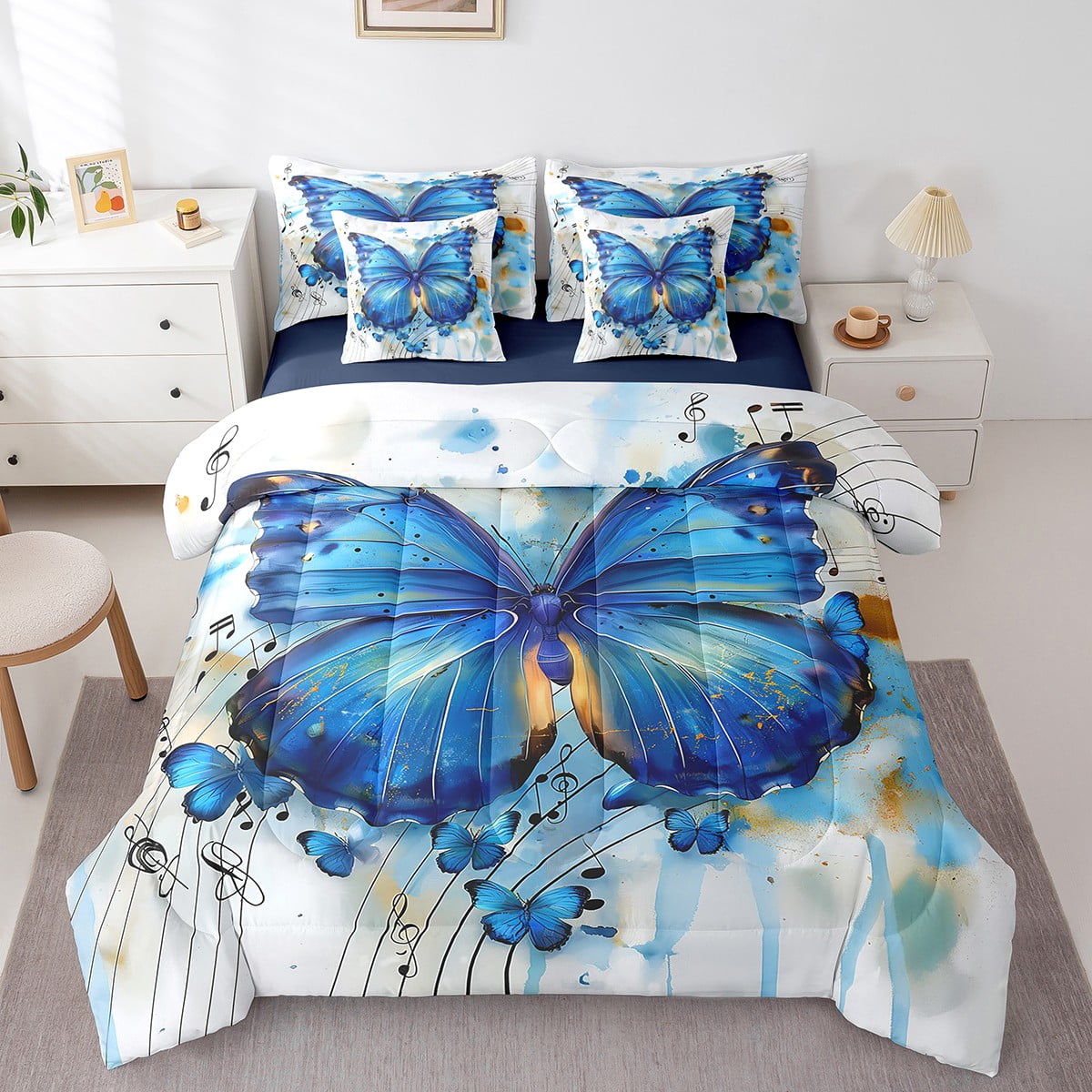 Click here for Yst 7 Pcs Blue Butterfly Bedding Romantic Themed B... prices