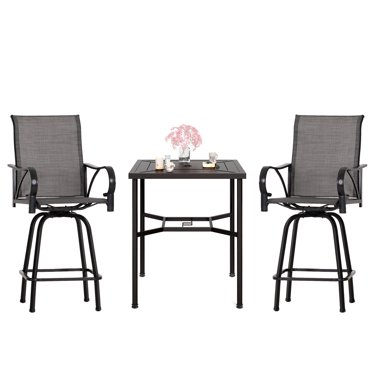 Gymax High Top 3PCS Outdoor Metal Bistro Furniture Set, Tall Counter ...