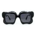 Bubbly Hazy Cloud Shape Rectangle Funky Runway Sunglasses All Black ...