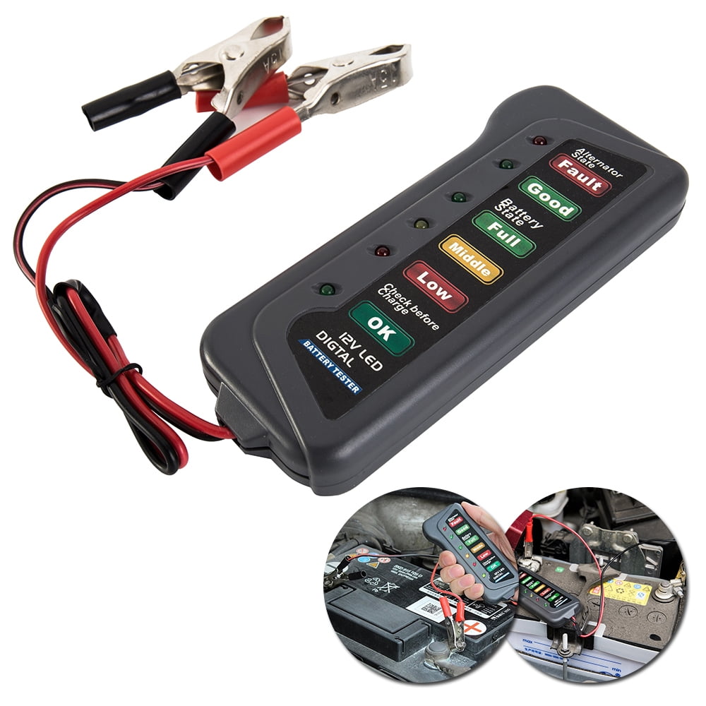 NKTIER 12V Car Digital Battery Alternator Tester 6 LED Lights Display ...