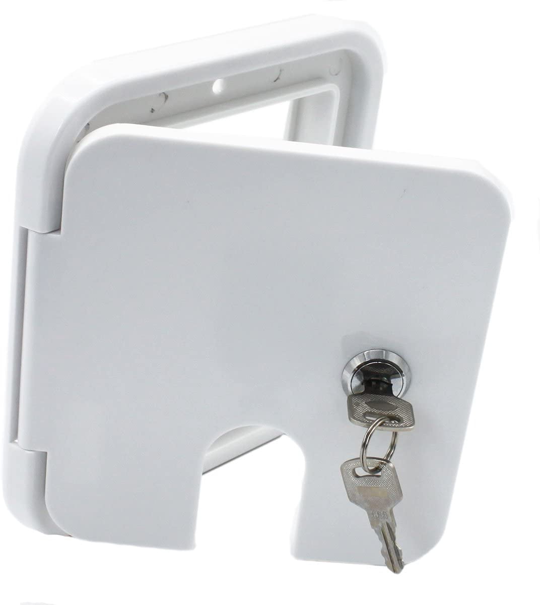RV Trailer Electric Power Cord Cable Hatch White Camper Hose Storage ...