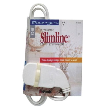 SlimLine 2254 Flat Plug Extension Cord, 3-Wire, 8-Foot, Beige - Walmart.com