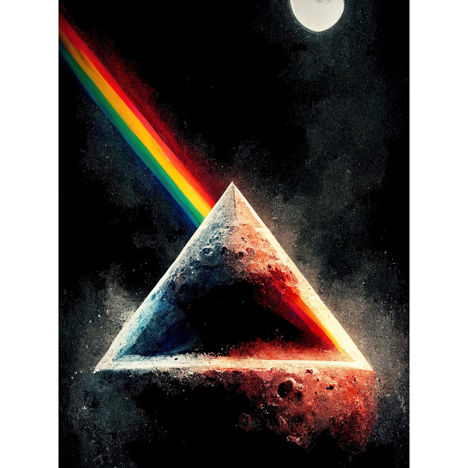 Triangle Moon Prism Abstract Light Refraction Painting Large Wall Art ...