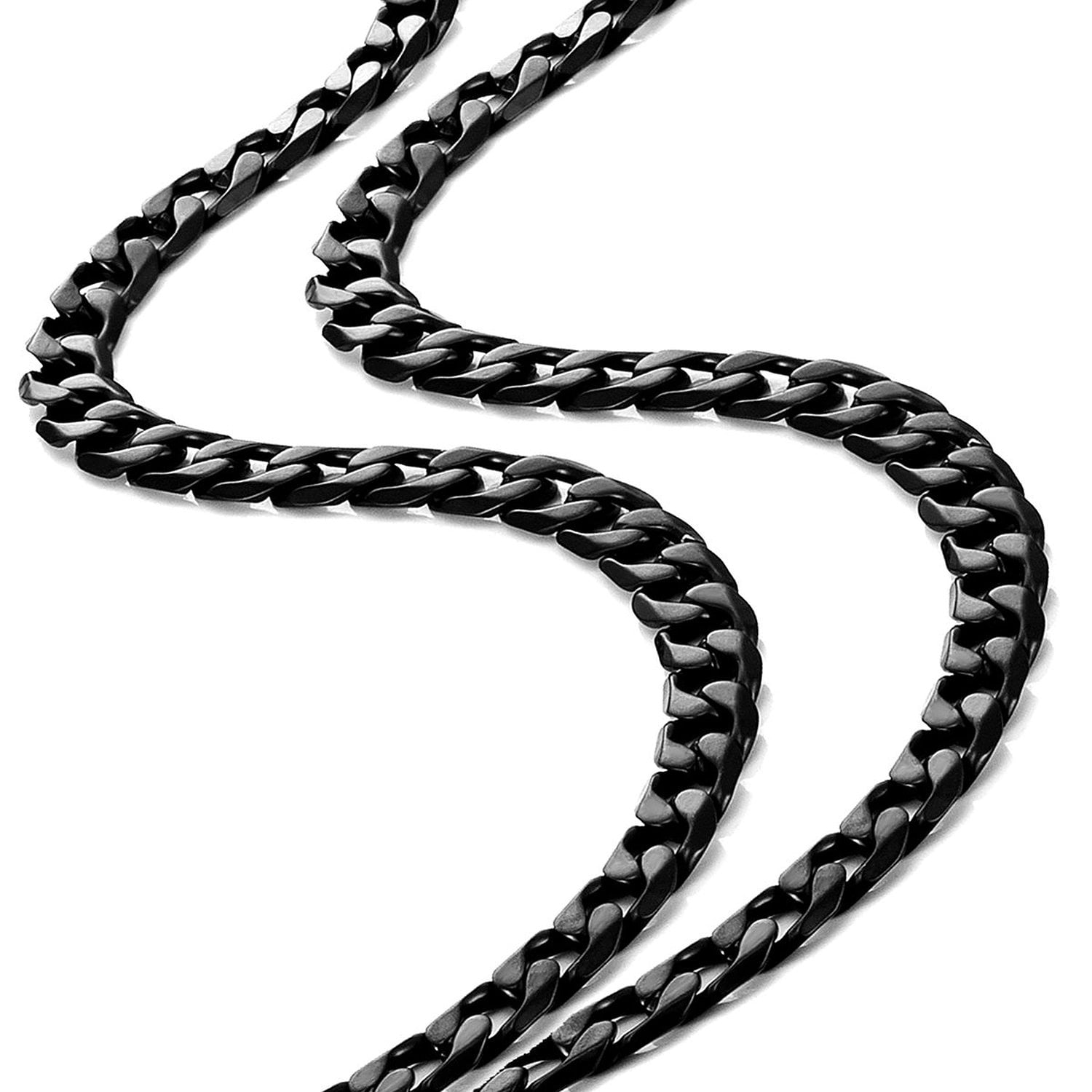 Powerful Mens Necklace Black 316L Stainless Steel Chain (6mm, 23 Inches ...