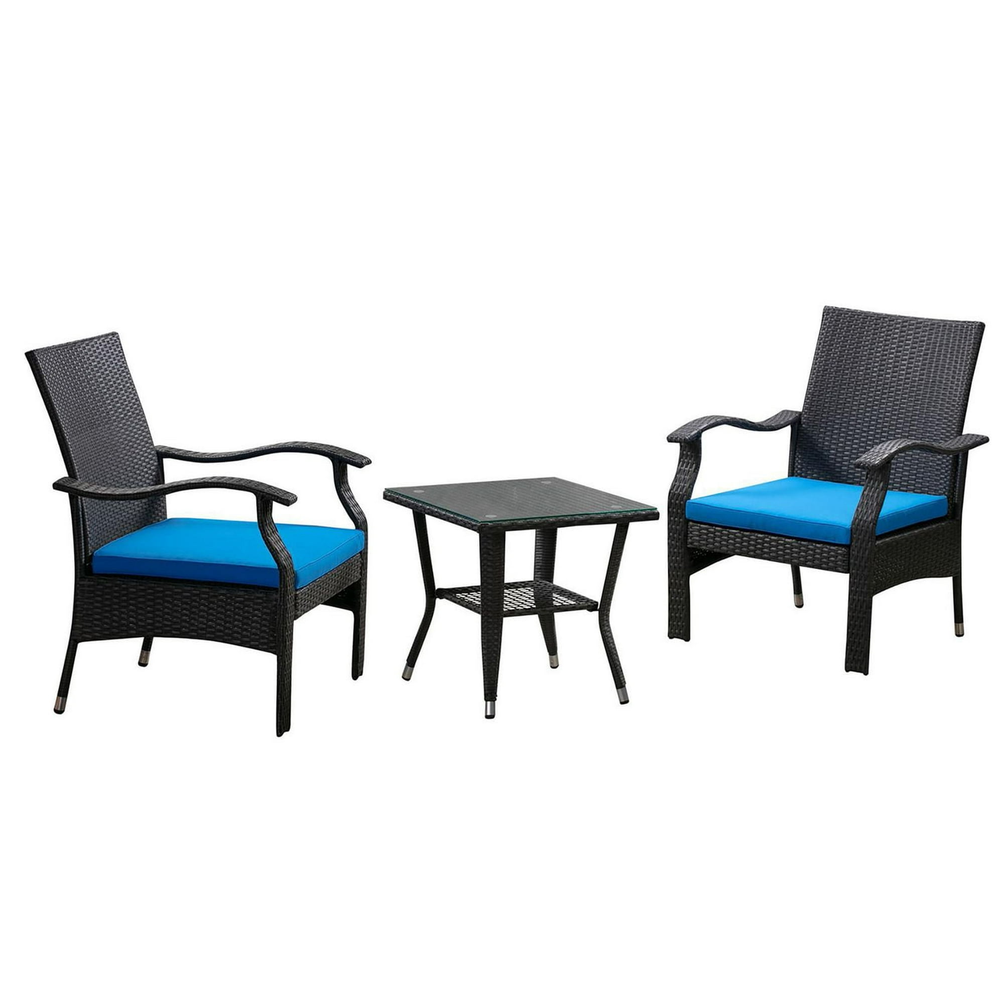 Click here for Patioflare Whylie 3pc Wicker Chat Set  Blue prices