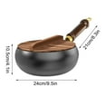Hand Forged Uncoated Iron Pot with Wood Lid - Big Belly Frying Pan for ...