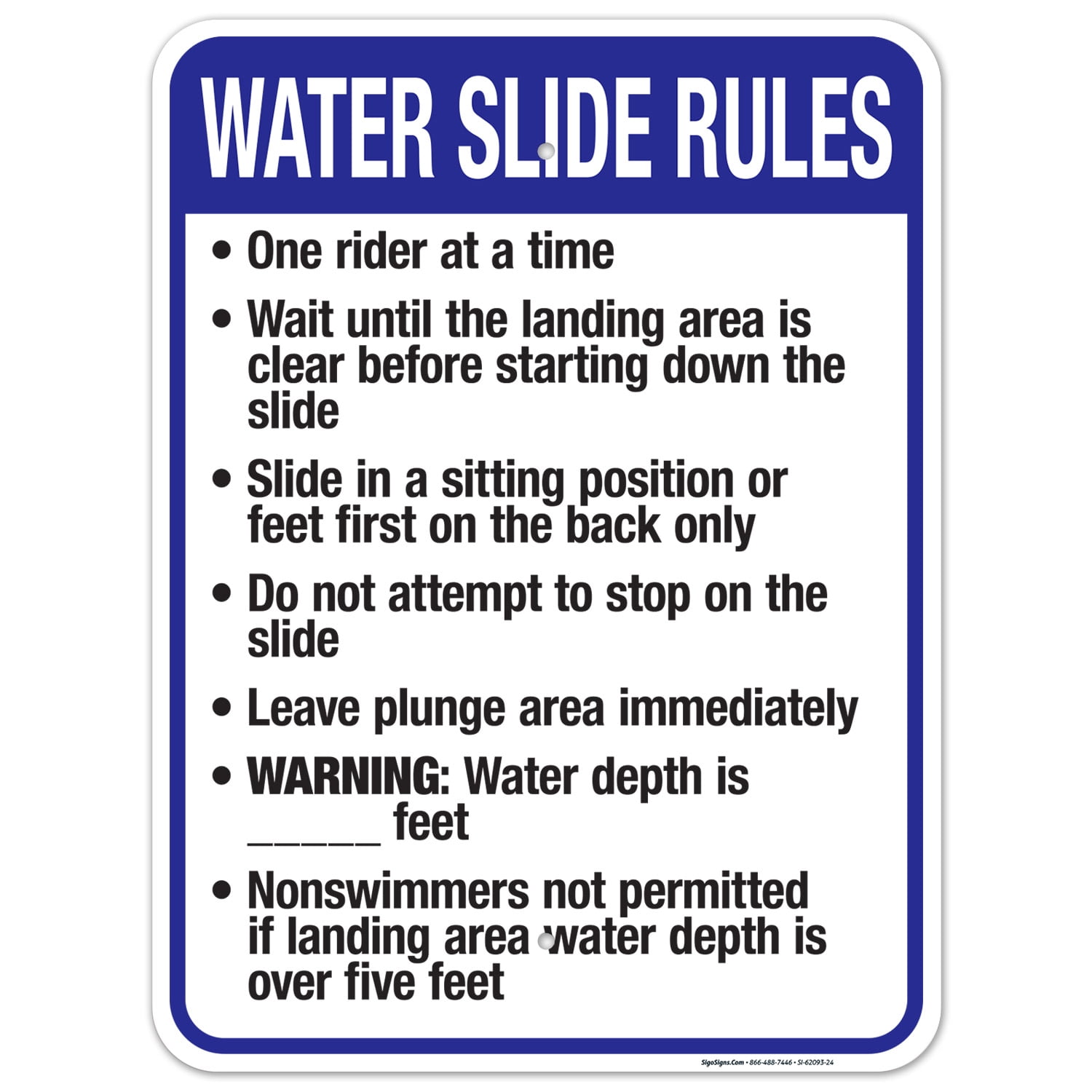 Montana Water Slide Rules Sign, Complies With State Of Montana Pool ...