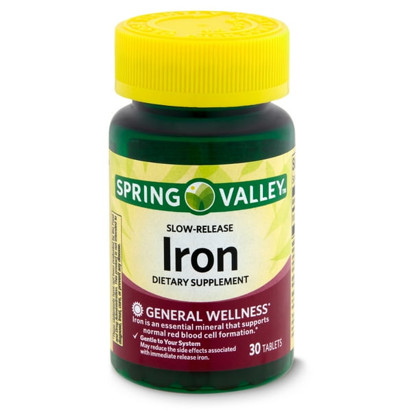 Spring Valley Slow-Release Iron Dietary Supplement, 30 count - Walmart ...