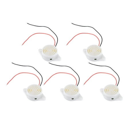 5 PCS DC 3-24V 90DB Small Enclosed Electronic Buzzer Alarm with Wires ...