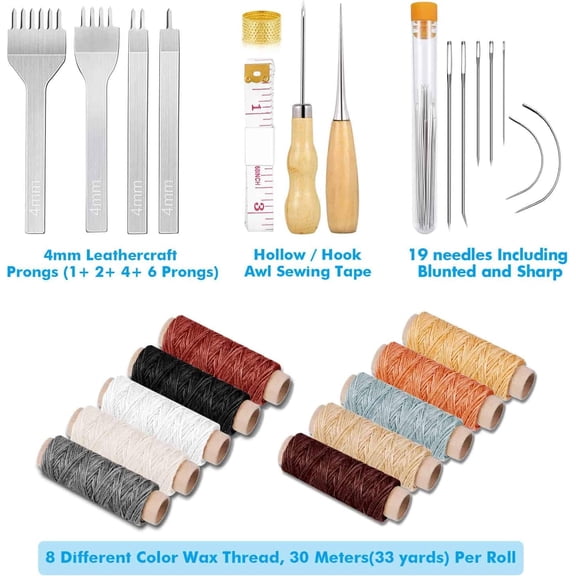 Swift Sewing Awl Leather Canvas Repair Stitcher Kit with 4 Needles and ...