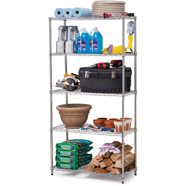 Work Choice 5-Tier Commercial Wire Shelving Rack, Zinc - Walmart.com