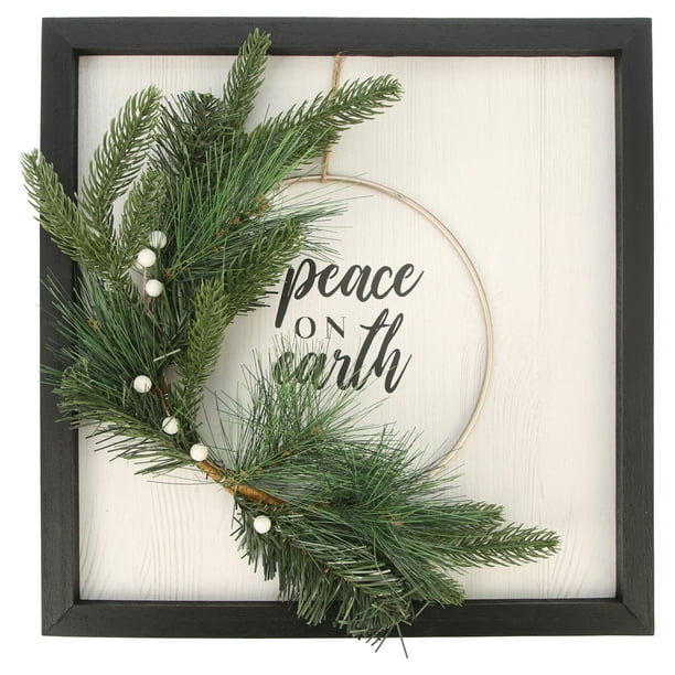 Holiday Time Wreath Hanging Sign Decoration, Peace on Earth - Walmart.com