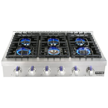 Slide-In Counter Gas Cooktop with 6 Sealed Italian Burners, Black ...