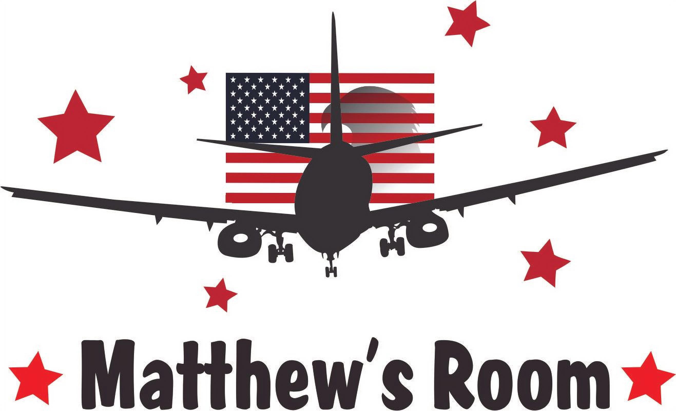 USA Flag America Airplane Stars Customized Wall Decal - Custom Vinyl ...