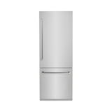 ZLINE 30" 16.1 cu. ft. Built-In 2-Door Bottom Freezer Refrigerator with ...