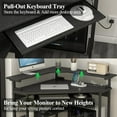 Auromie Corner Desk with LED Light, Monitor Stand, Keyboard Tray, USB ...