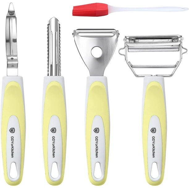 Vegetable Peeler Set Stainless Steel (4PCS Set -Yellow) - Multi-purpose ...