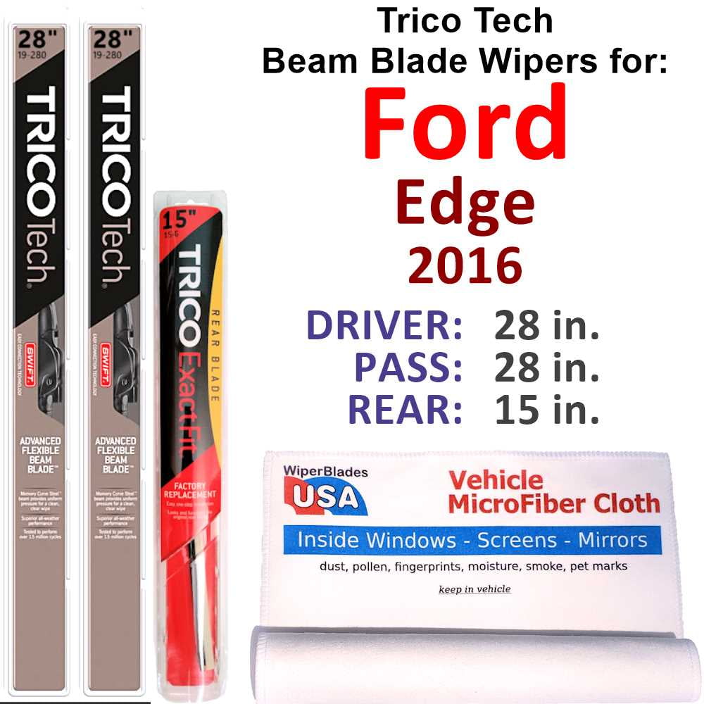 2016 Ford Edge Beam Blade Wipers (Set of 3) w/Rear Wiper - Walmart.com