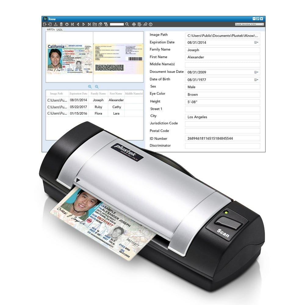 Plustek Duplex Driver License Scanner and Reader with Software Bundle ...